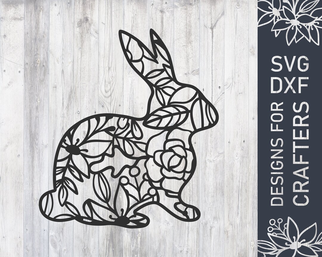 Floral Easter Bunny Svg File, Bunny Dxf File, Easter Vector, Easter Cut ...