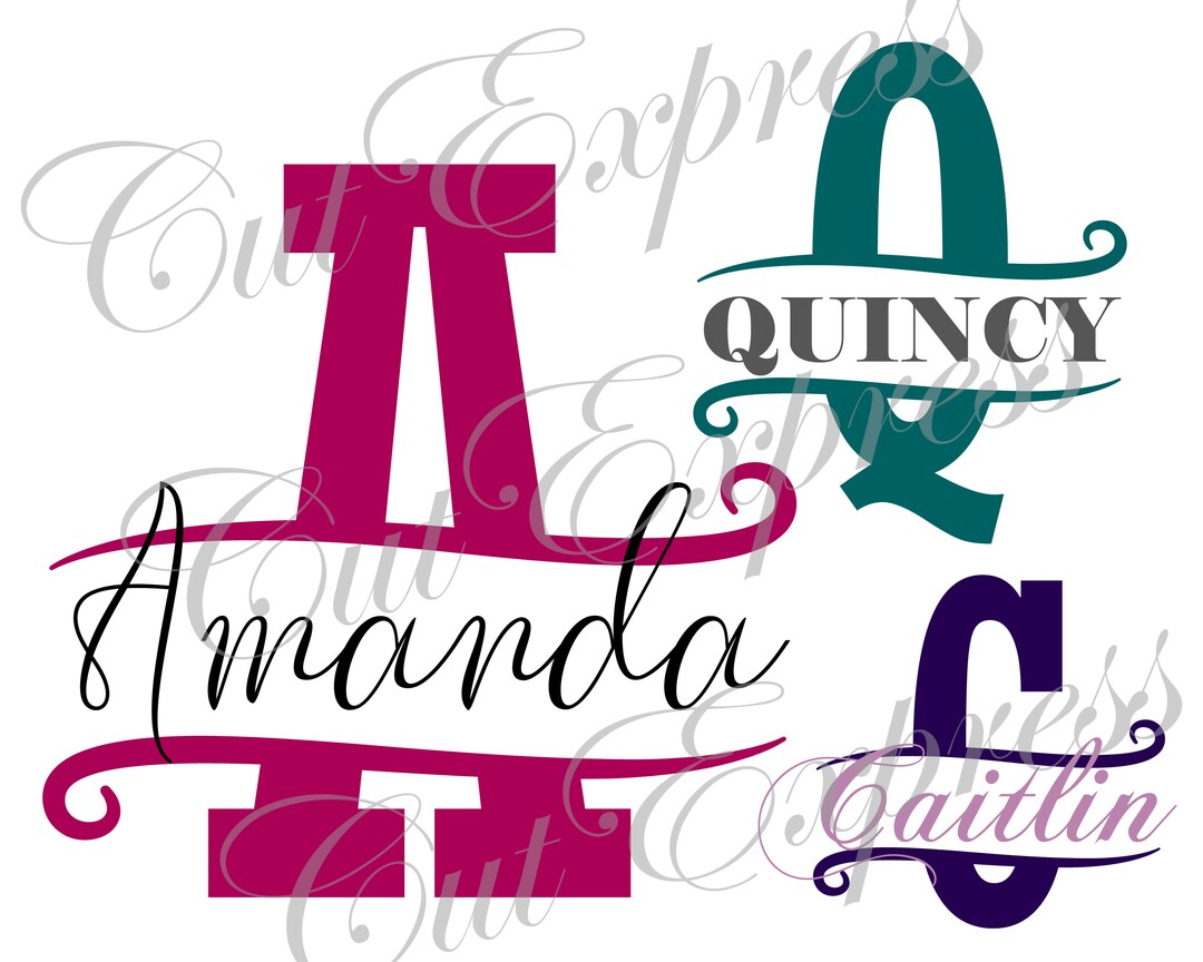 Flourish Split Monogram Letters SVG, Vintage Split Monogram Alphabet, Digital Download for ...