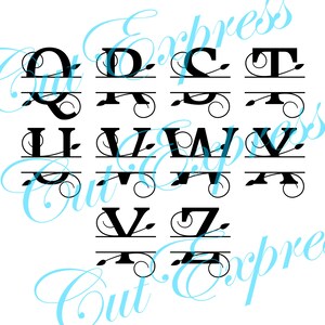 Flourish Split Monogram Letters SVG, Split Monogram Frame Ornament Alphabet, Digital Download ...