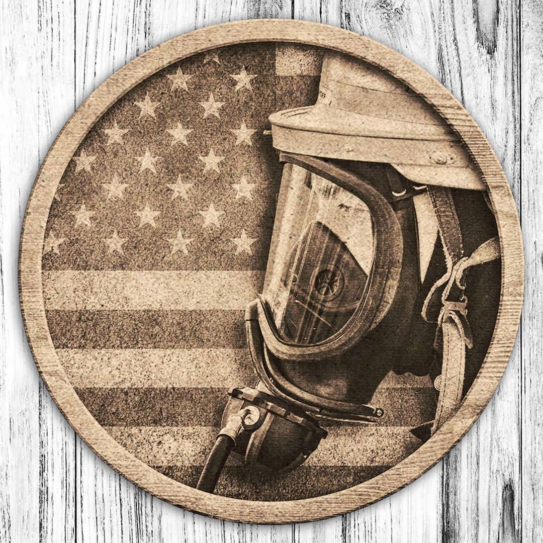 Firefighter Svg Laser File for Glowforge Engraving, USA Fire Fighter ...