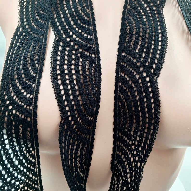 Scalloped Soft Black Lace Trim 2" Wide Vintage Lace Edging for Dresses ...