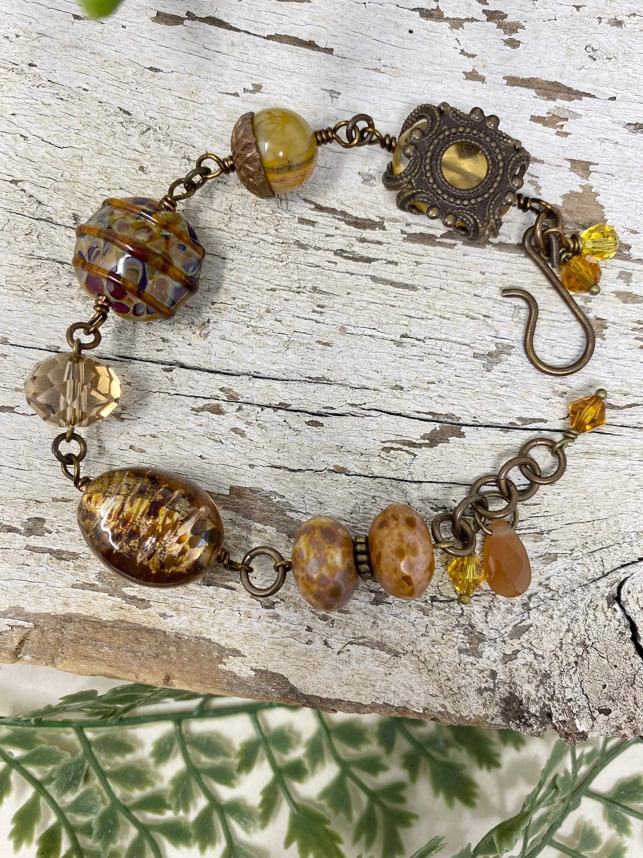 Beaded Bracelet Fall Bracelet Lampwork Bracelet Artisan - Etsy