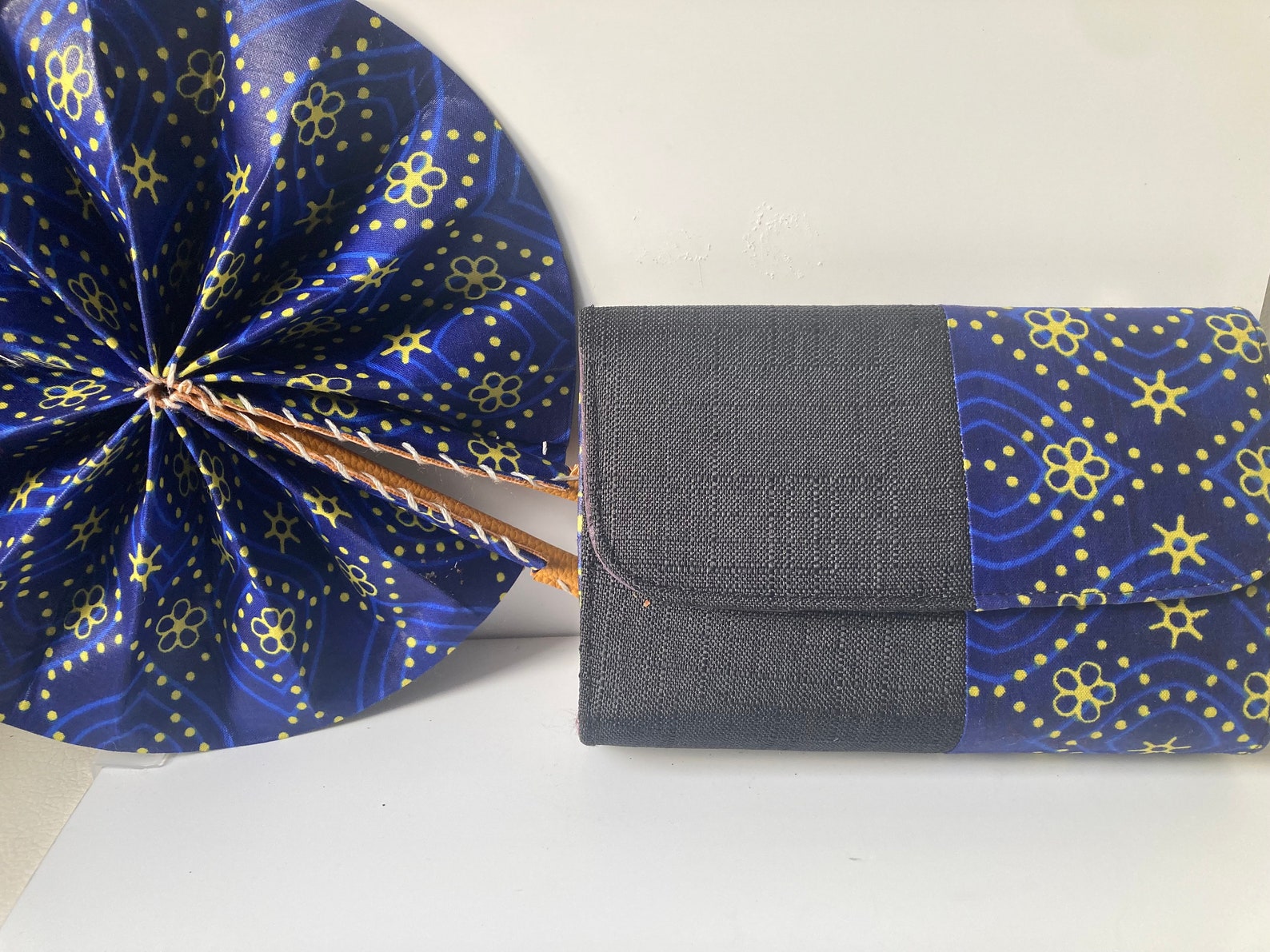 African Textile Clutch Purse and Fan Set - Etsy