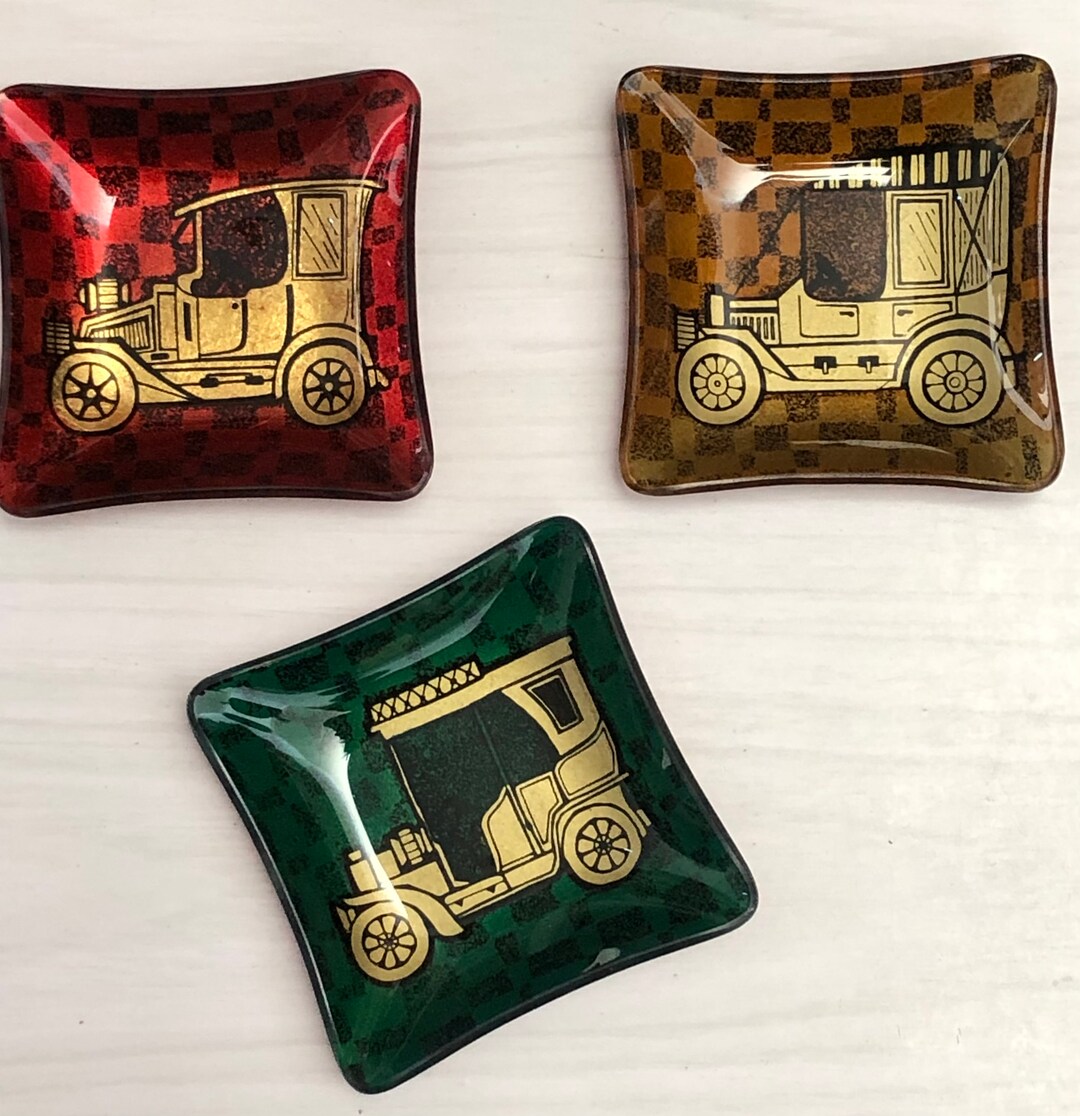 Three Vintage Glass Dishes/ Retro Set of Classic Car Dishes - Etsy