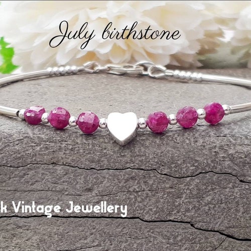Ruby Bracelet Sterling Silver With Optional Personalised - Etsy