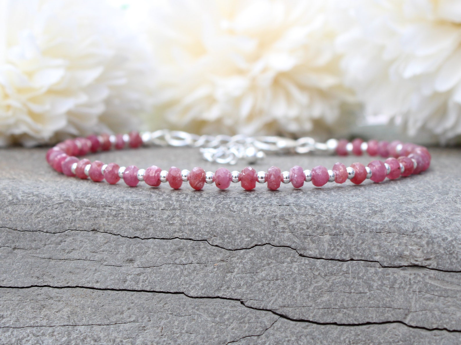 Ruby Bracelet Sterling Silver With Optional Personalised - Etsy