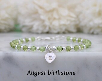 Sterling Silver Peridot Bracelet or Anklet, August Birthstone - Etsy