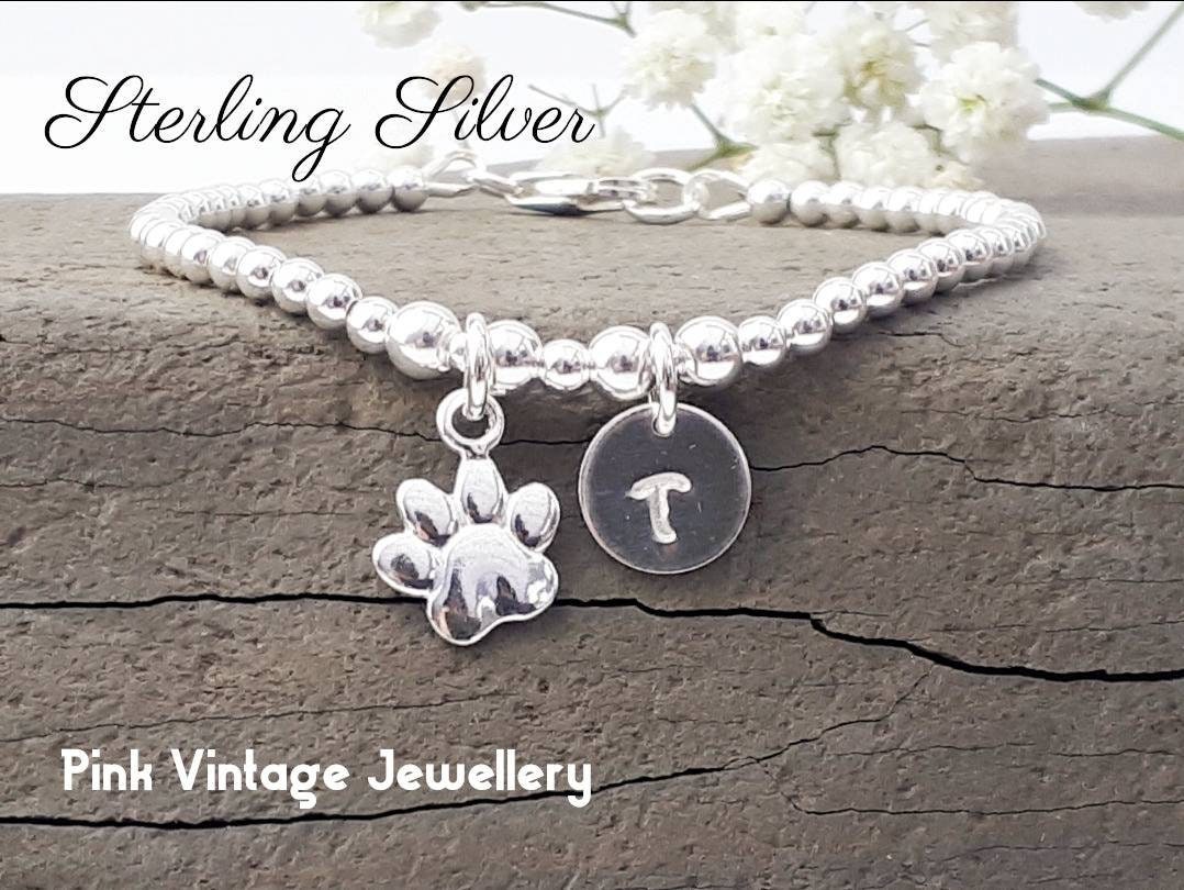 Personalised Dog Paw Print Bracelet Sterling Silver. Dog Gift - Etsy UK
