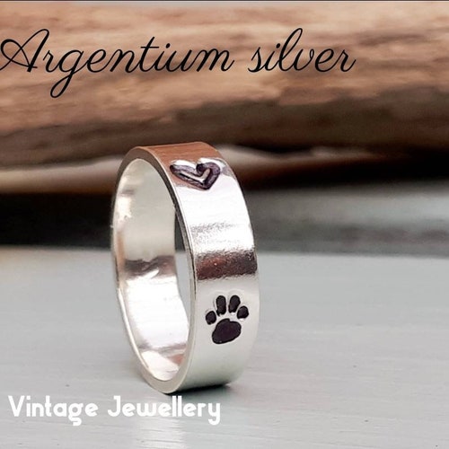Paw Print Sterling Silver Ring - Etsy