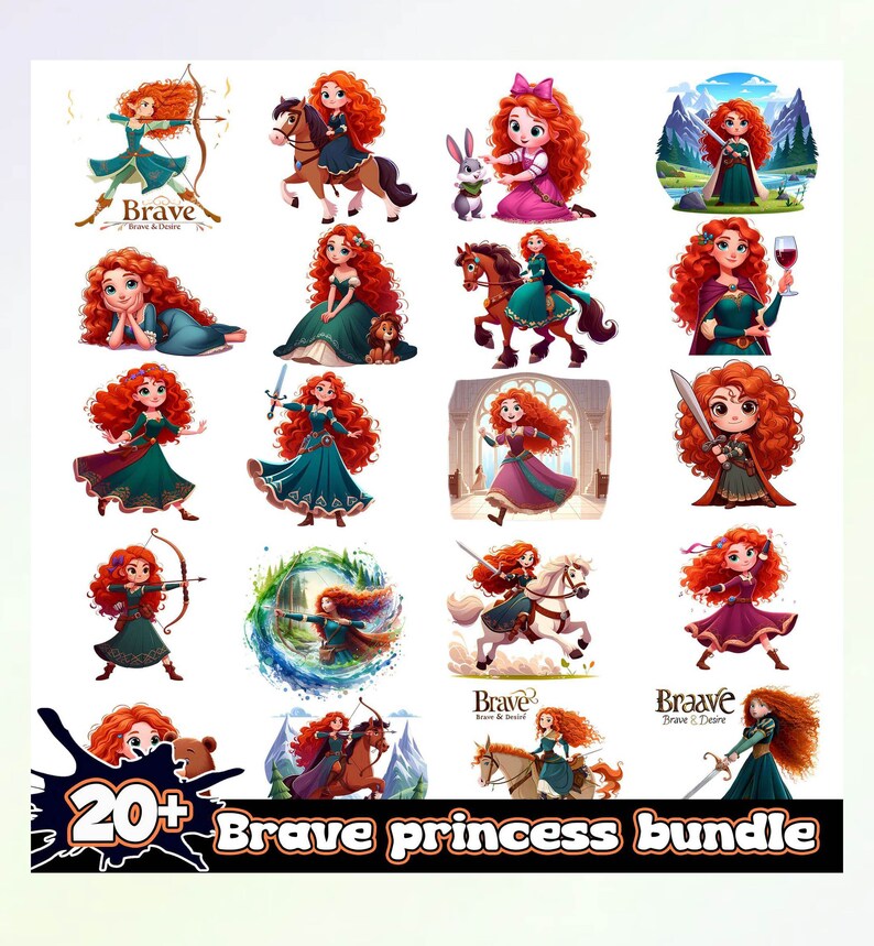 Princess Clipart Png Bundle Sticker Sublimation Nursery Decor Snow ...