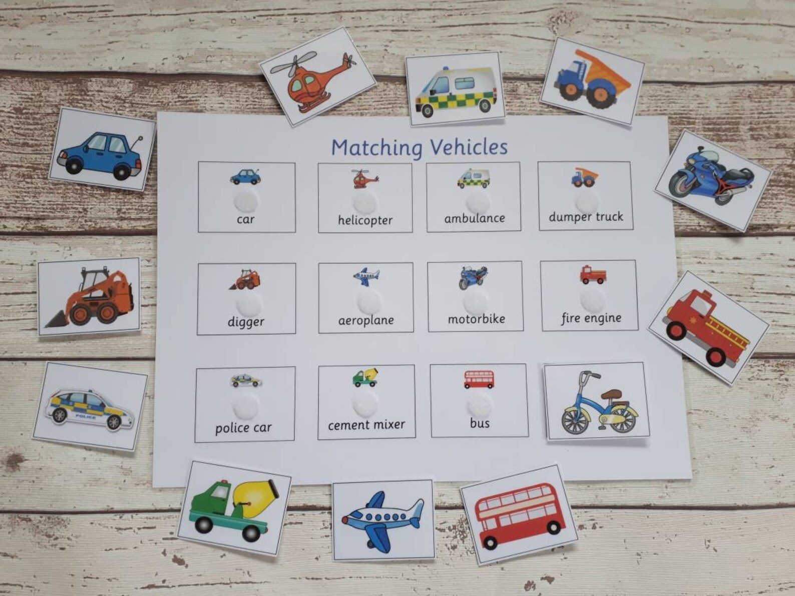 Vehicle Matching Game Educational Learning Resource Home | Etsy UK