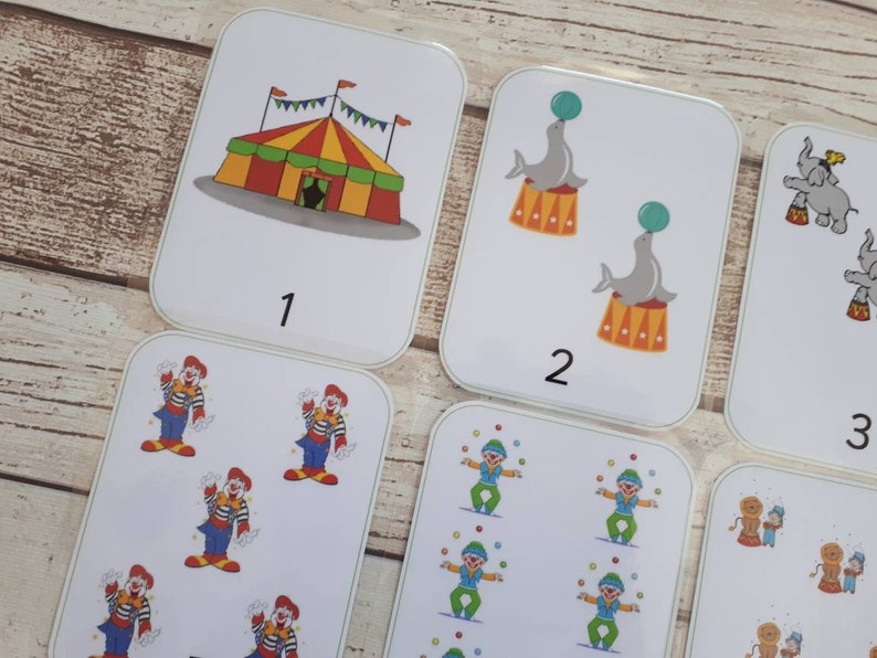 Number flash cards circus flash cards numeracy resource | Etsy
