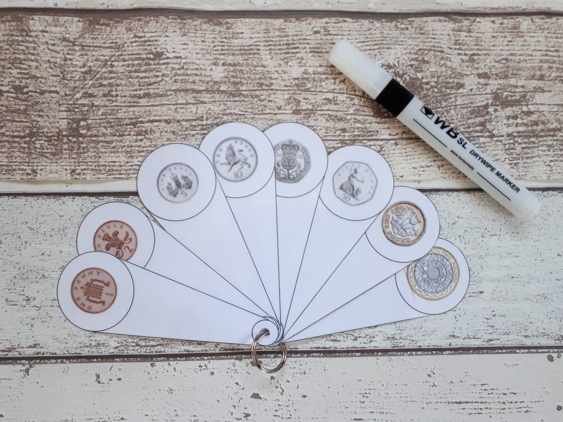 English coin fan money fan teach value teaching resource | Etsy