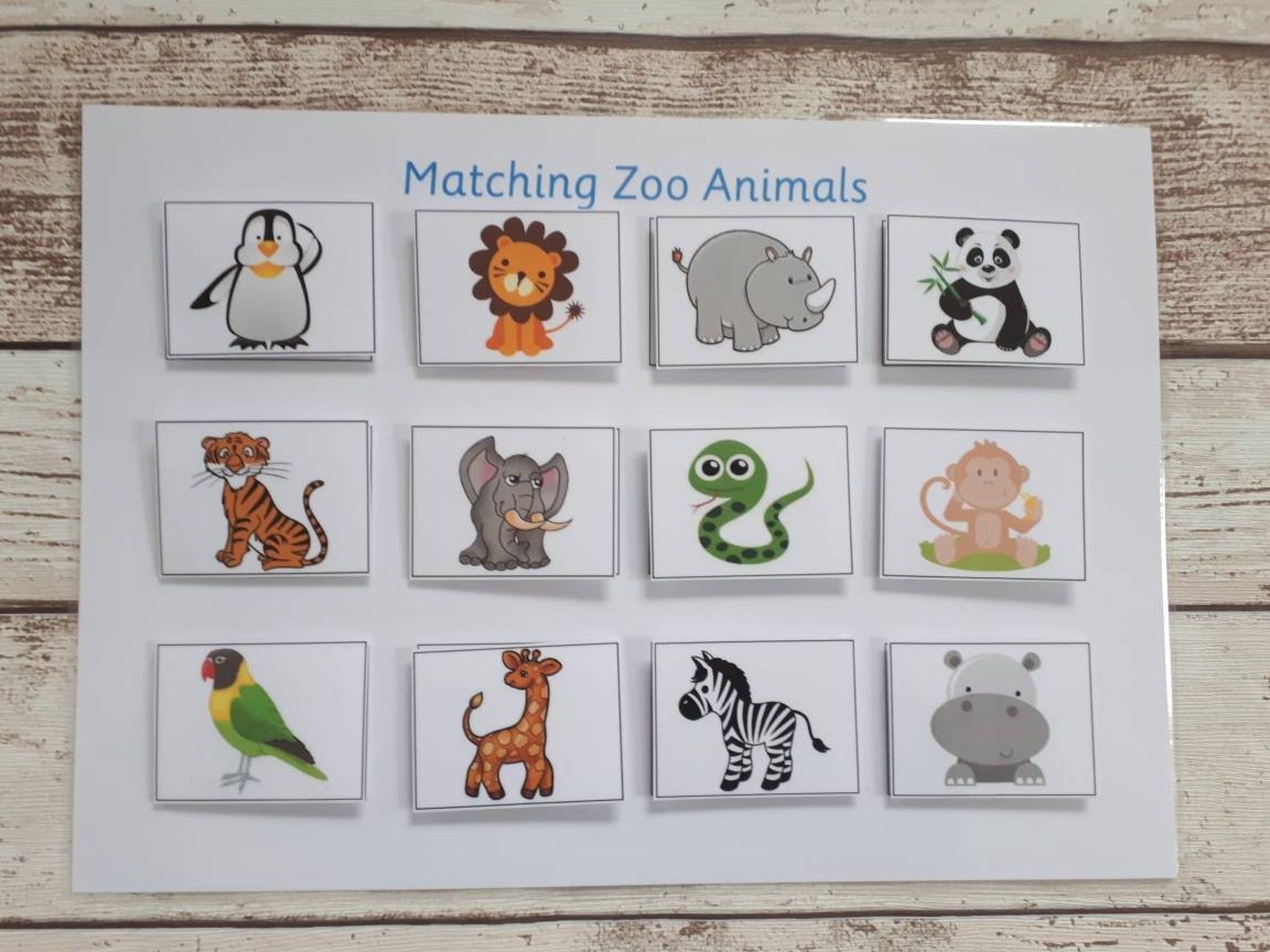 Zoo animals matching game game for toddlers early years | Etsy