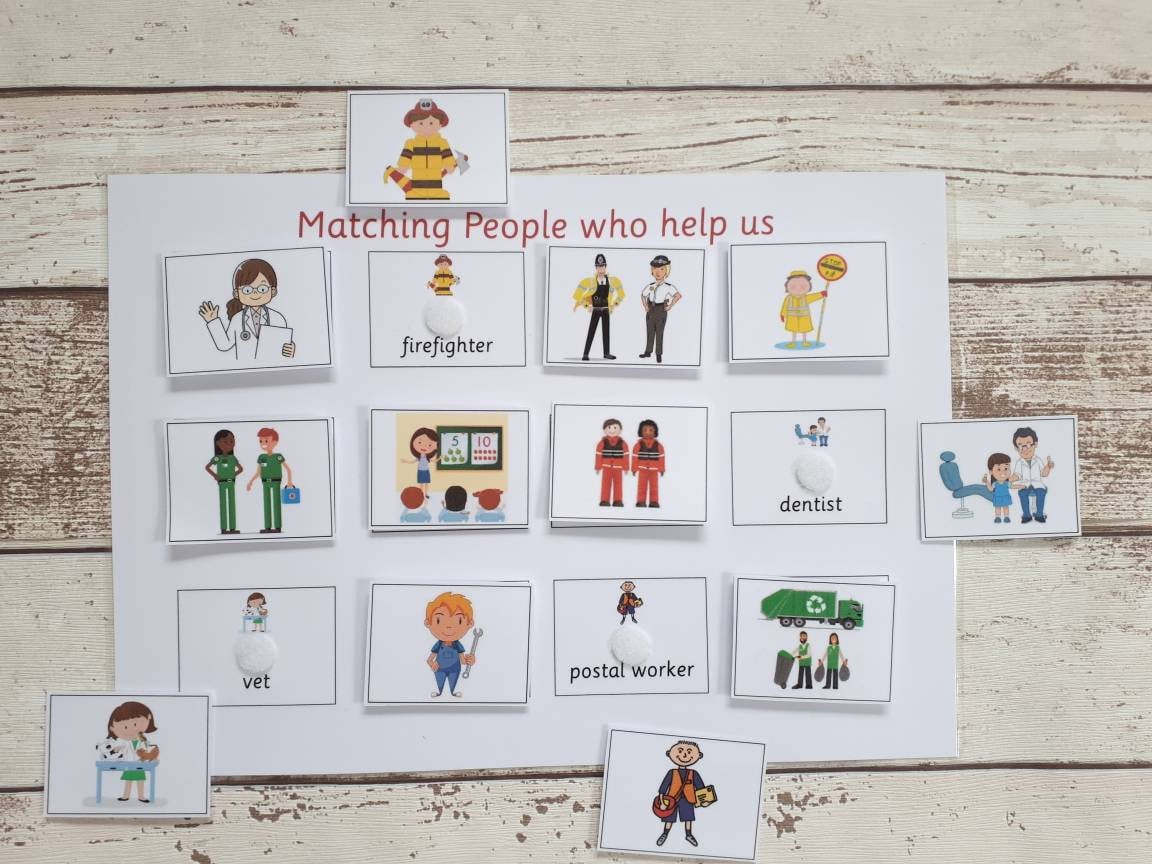People Who Help Us Matching Activity Educational Learning - Etsy UK