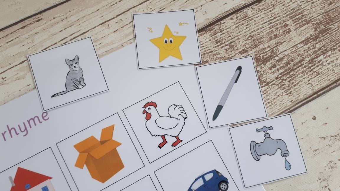 Rhyming Game Match the Pictures That Rhyme Educational - Etsy