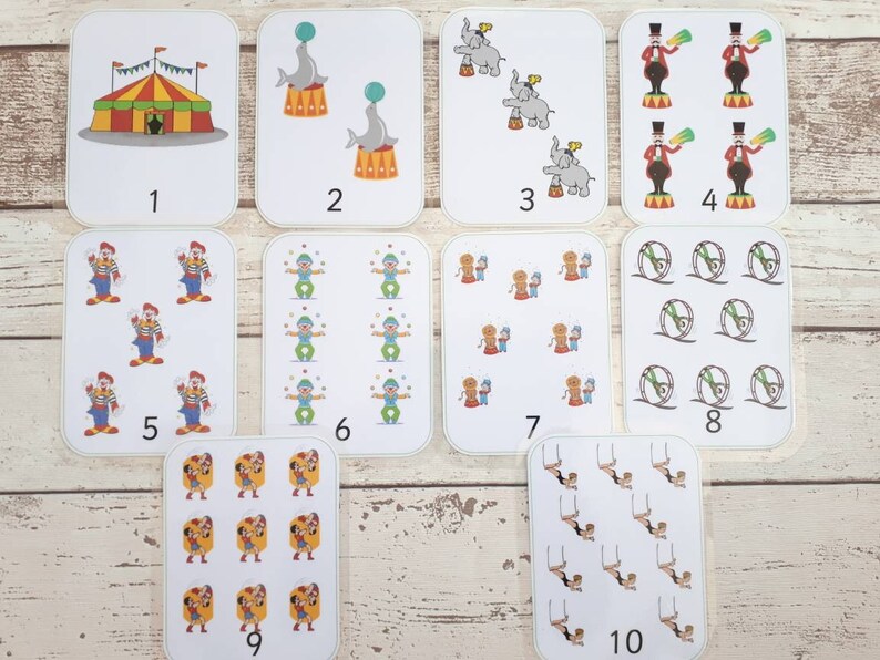 Number flash cards circus flash cards numeracy resource | Etsy
