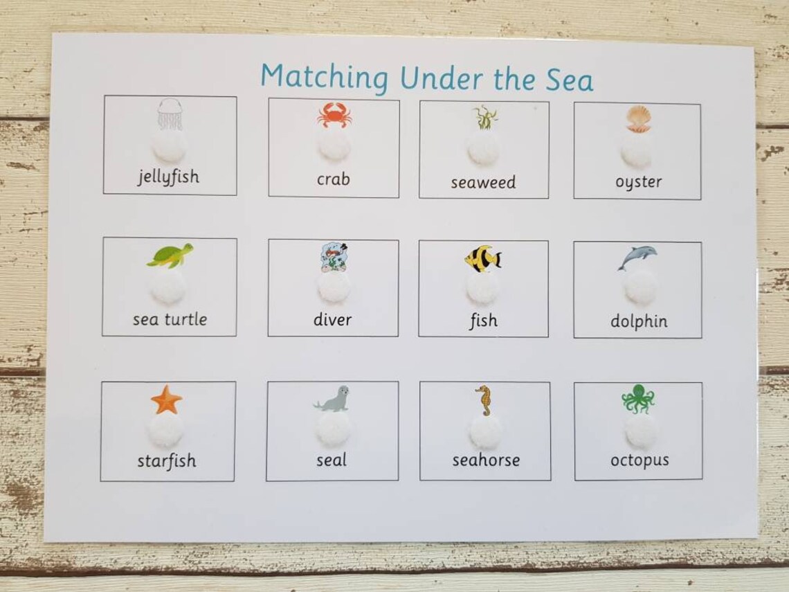 Under the Sea Matching Game Matching Activity Game for | Etsy