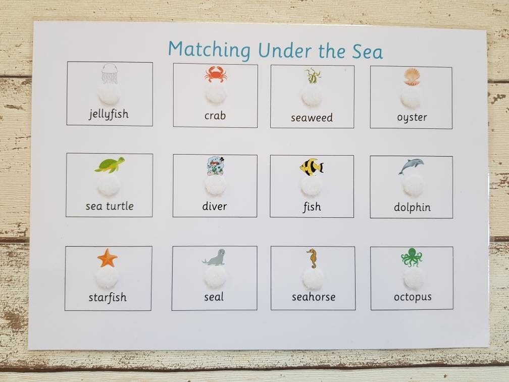 Under the Sea Matching Game Matching Activity Game for | Etsy