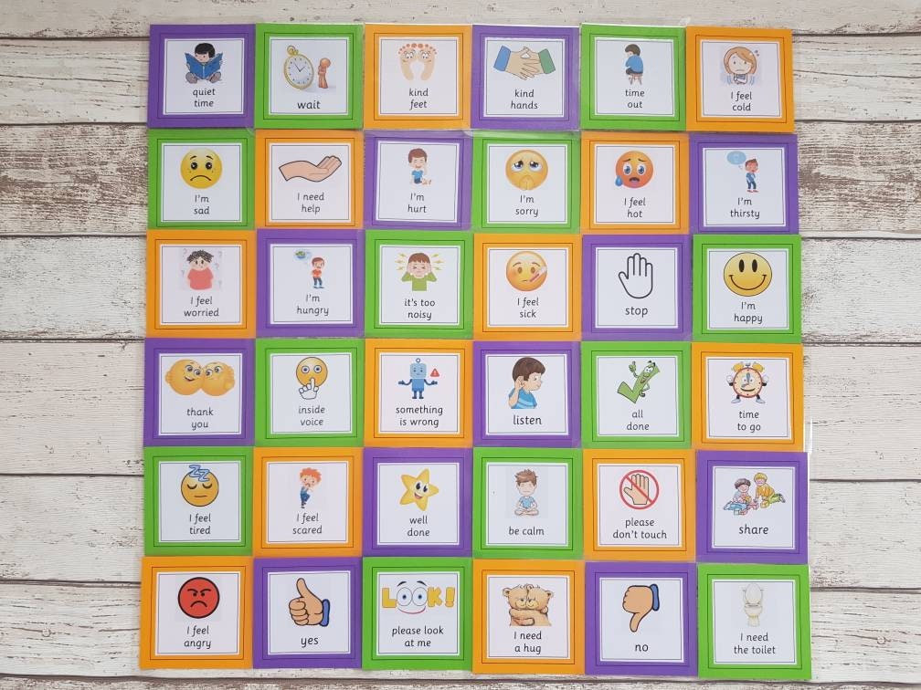 Visual non verbal communication cards for children with | Etsy