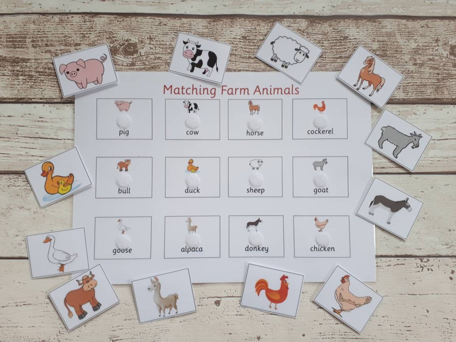 Farm Animals Matching Game Educational Resource Home - Etsy UK
