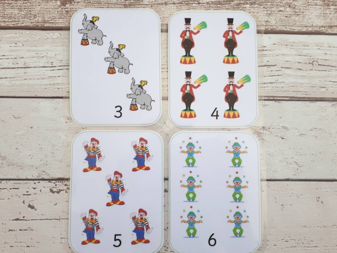 Number flash cards circus flash cards numeracy resource | Etsy