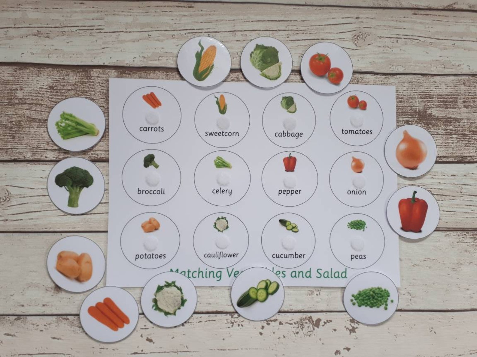Vegetables/salad Matching Game Educational Learning Resource - Etsy UK