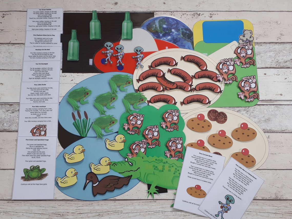 5 Little Men in a Flying Saucer Counting Song Maths - Etsy Canada