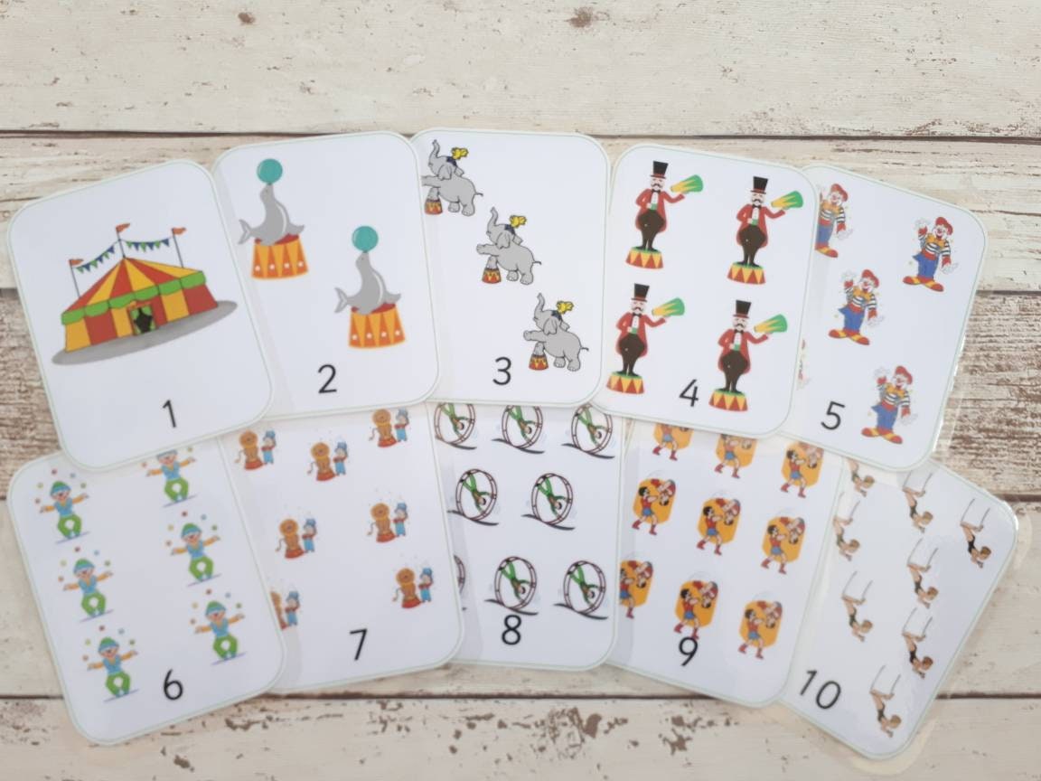 Number flash cards circus flash cards numeracy resource | Etsy