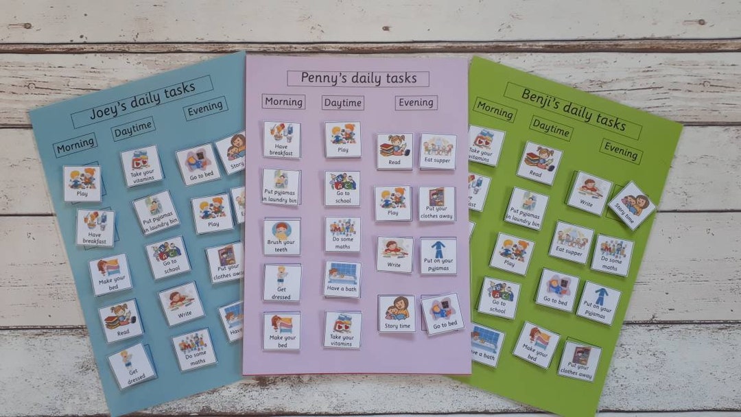 Daily Task Chart, Visual Timetable, Routine Activities, Children's ...