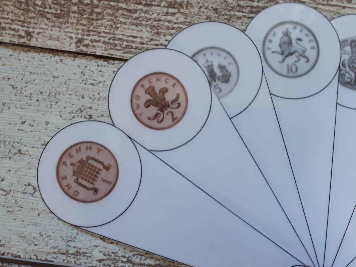 English coin fan money fan teach value teaching resource | Etsy
