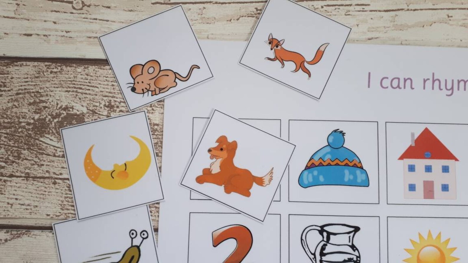 Rhyming Game Match the Pictures That Rhyme Educational - Etsy