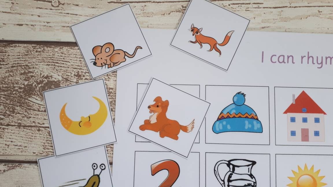 Rhyming Game Match the Pictures That Rhyme Educational - Etsy