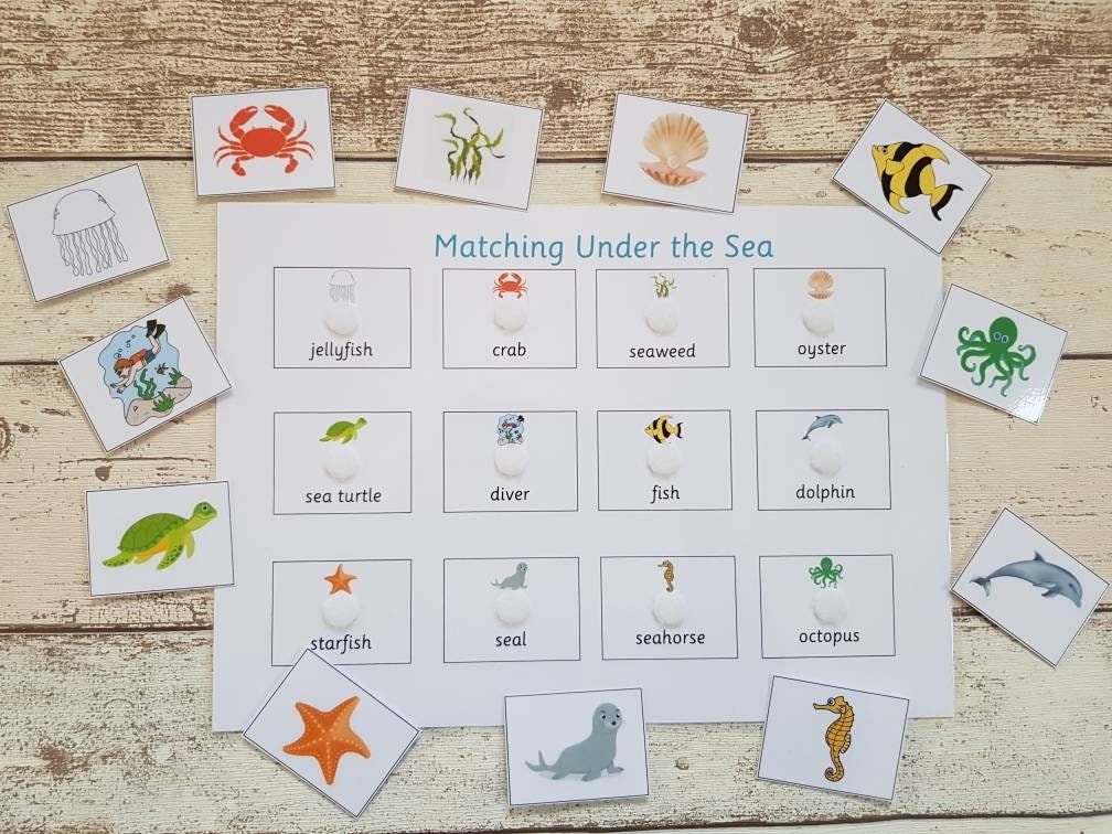 Under the Sea Matching Game Matching Activity Game for | Etsy