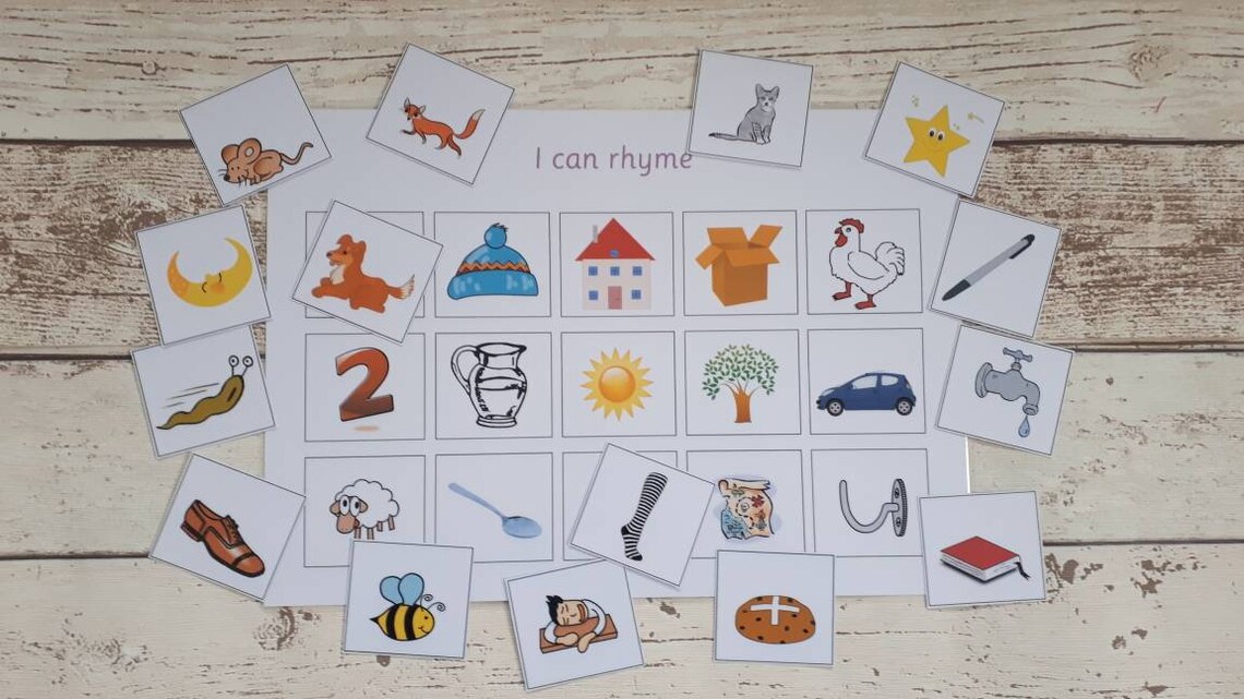 Rhyming Game Match the Pictures That Rhyme Educational - Etsy