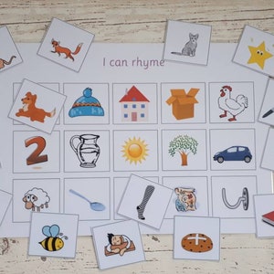 Rhyming Game Match the Pictures That Rhyme Educational - Etsy