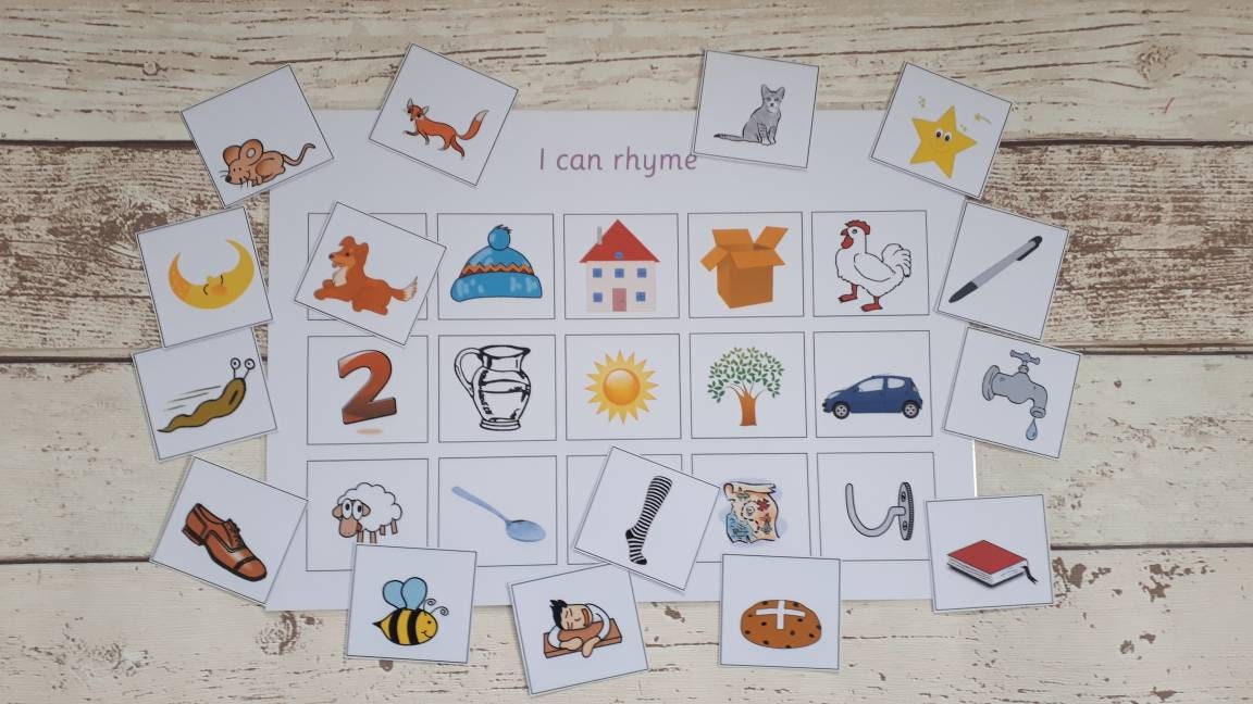 Rhyming Game Match the Pictures That Rhyme Educational - Etsy