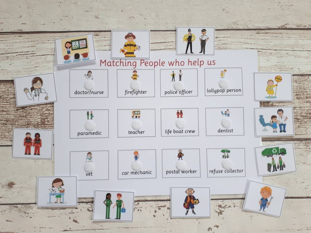 People Who Help Us Matching Activity Educational Learning - Etsy