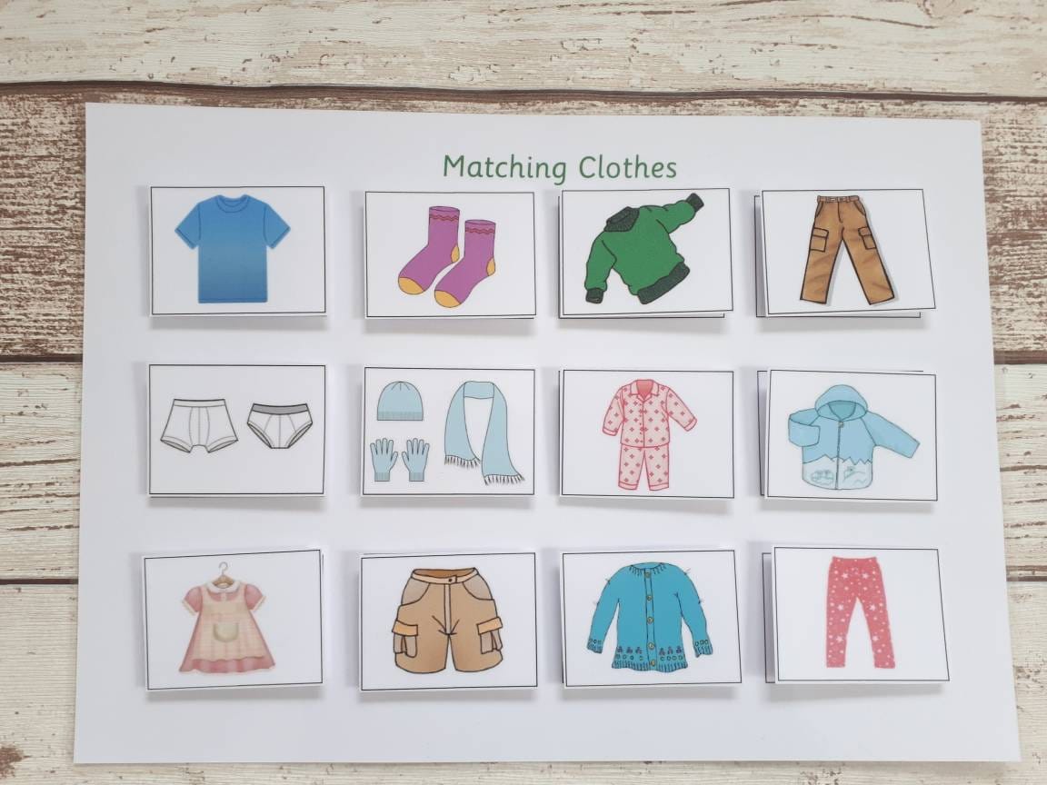 Clothes Matching Game Montessori Activity for Toddlers | Etsy