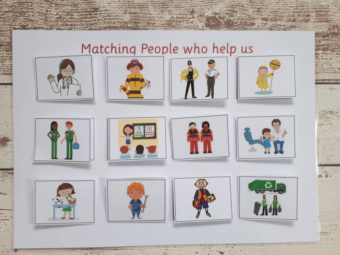 People Who Help Us Matching Activity Educational Learning - Etsy UK
