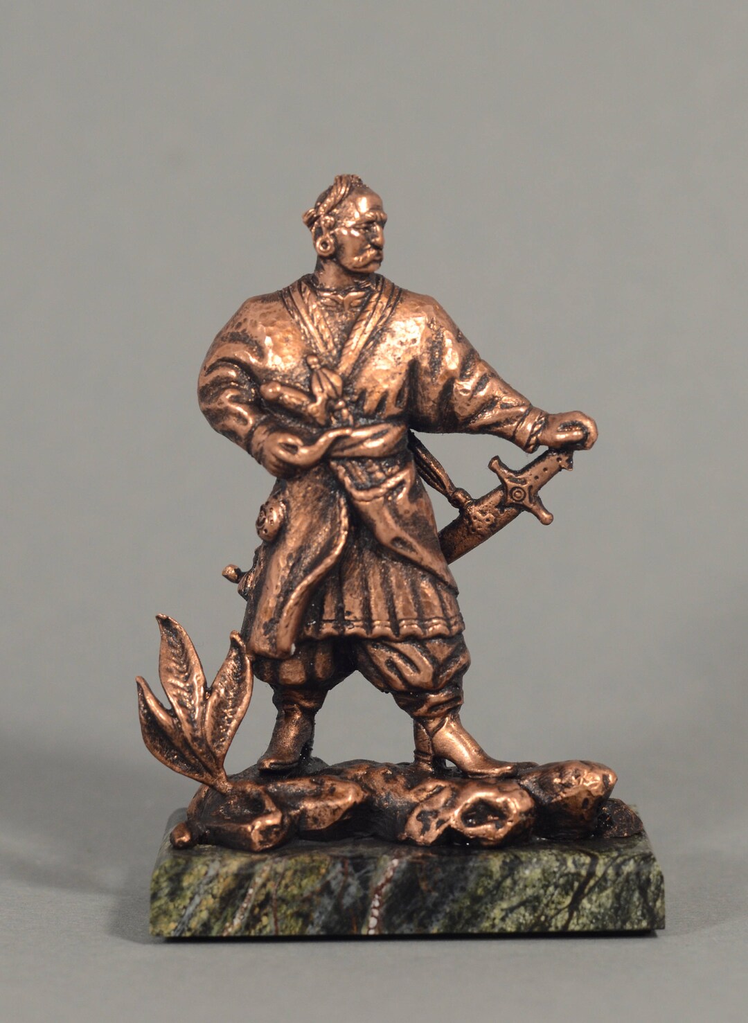 Cossack With Sable Bronze Metal Figurine Sculpture Handmade in Ukraine ...