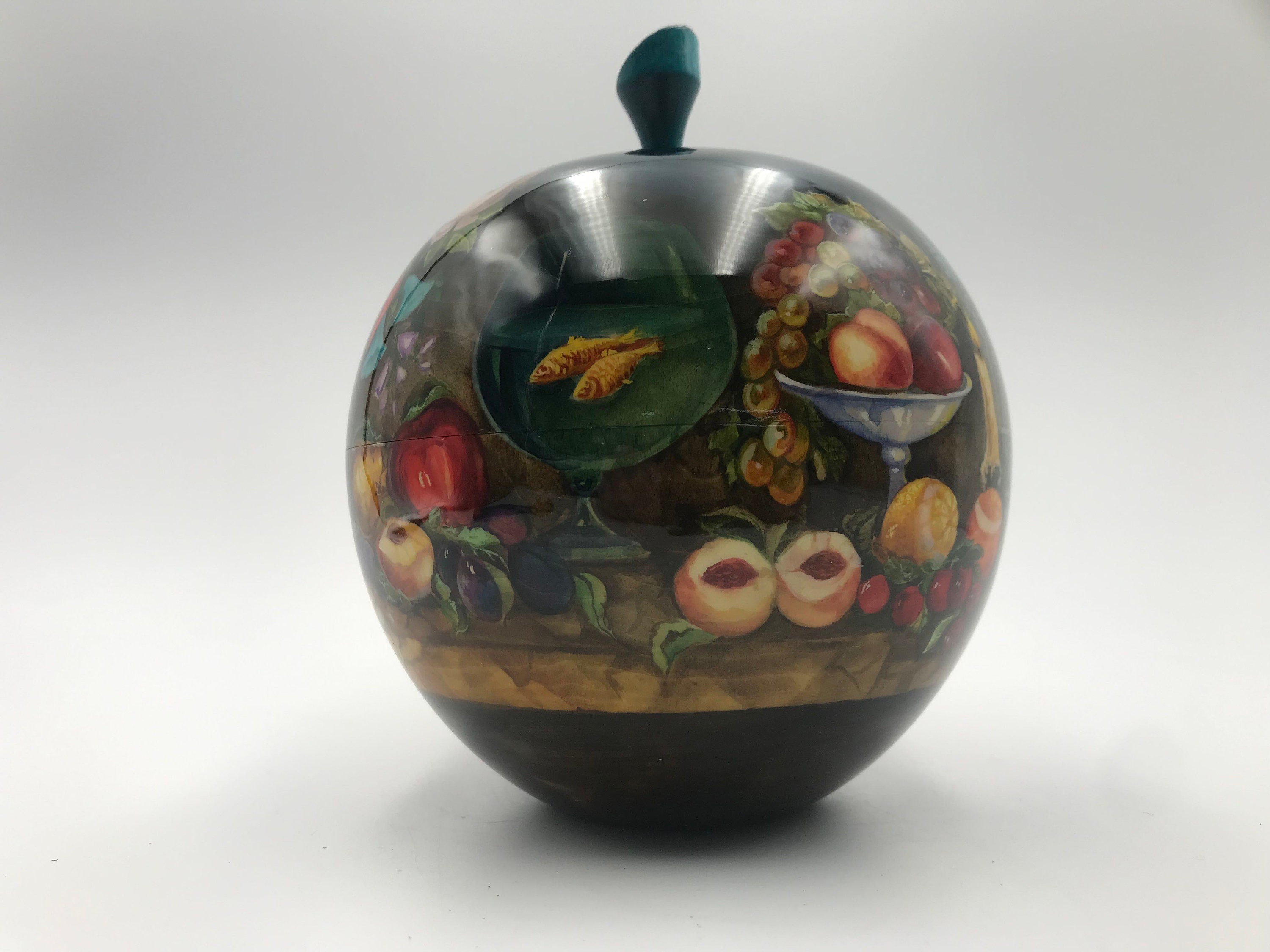 Apple Lacquer Box, Art Deco, Wooden Box for Jewelry, 6" Height, Unique ...