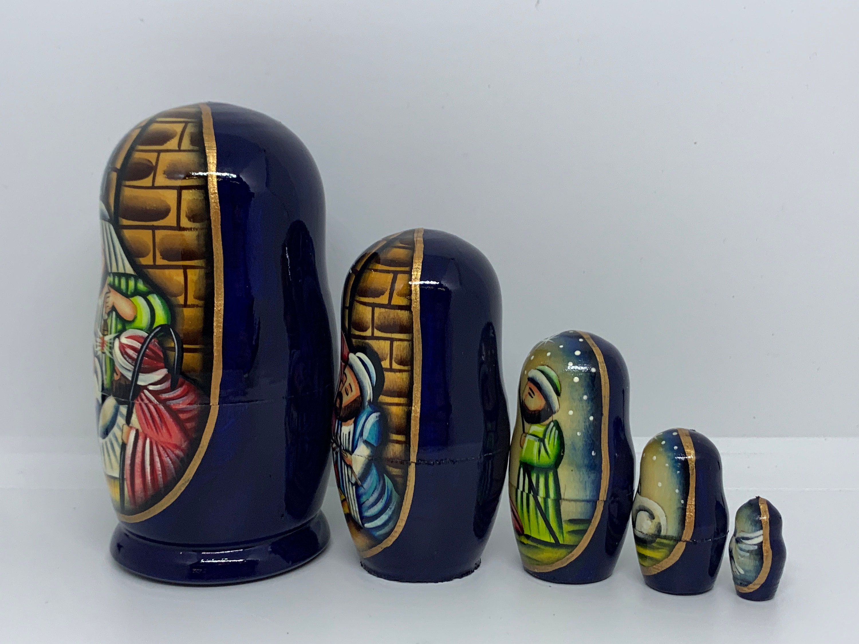 MADE IN UKRAINE ! Nativity Nesting Doll 5" 5pcs Wooden Christmas ...