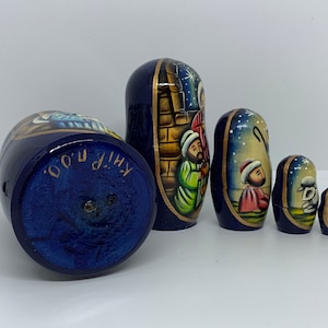 MADE IN UKRAINE ! Nativity Nesting Doll 5" 5pcs Wooden Christmas ...