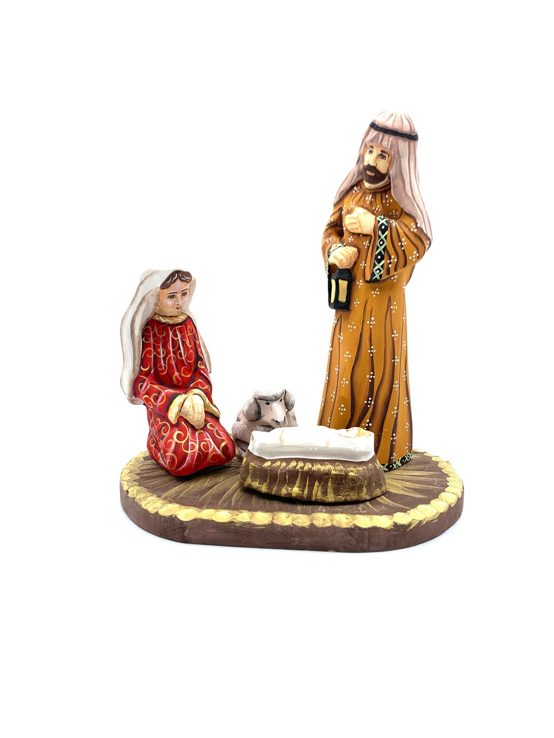 MADE IN UKRAINE ! Wooden Nativity Set Scene Holy Family 9.8” Height ...