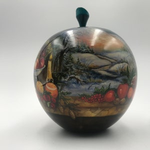 Apple Lacquer Box, Art Deco, Wooden Box for Jewelry, 6 Height, Unique ...