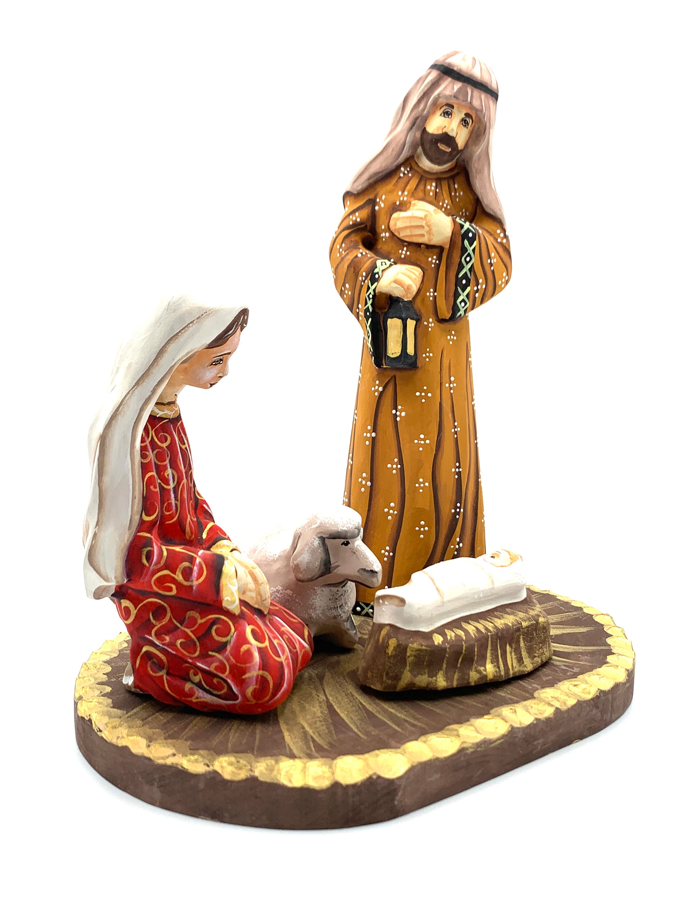 MADE IN UKRAINE ! Wooden Nativity Set Scene Holy Family 9.8” Height ...