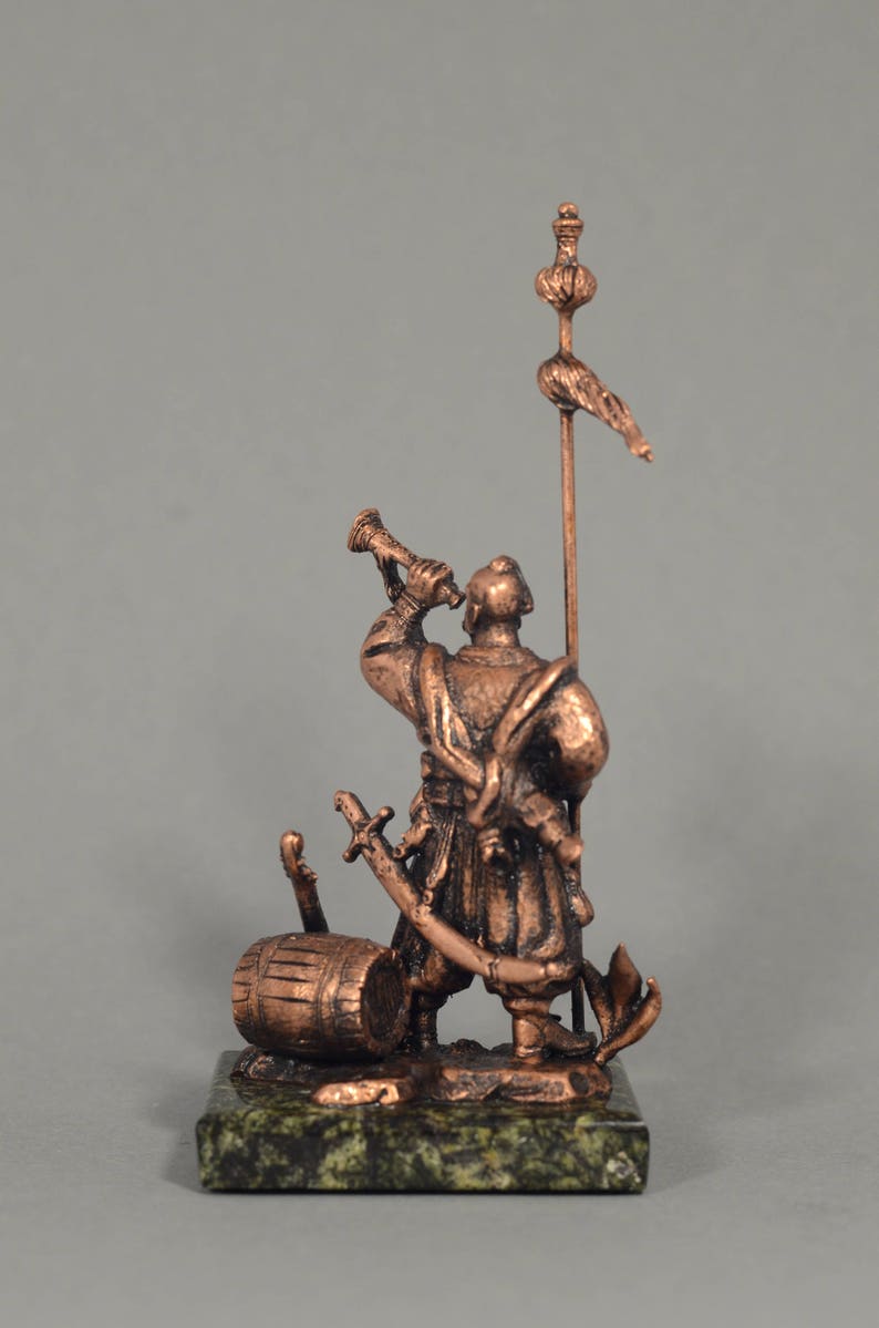 Bronze Metal Sculpture cossack With Horn Handmade - Etsy
