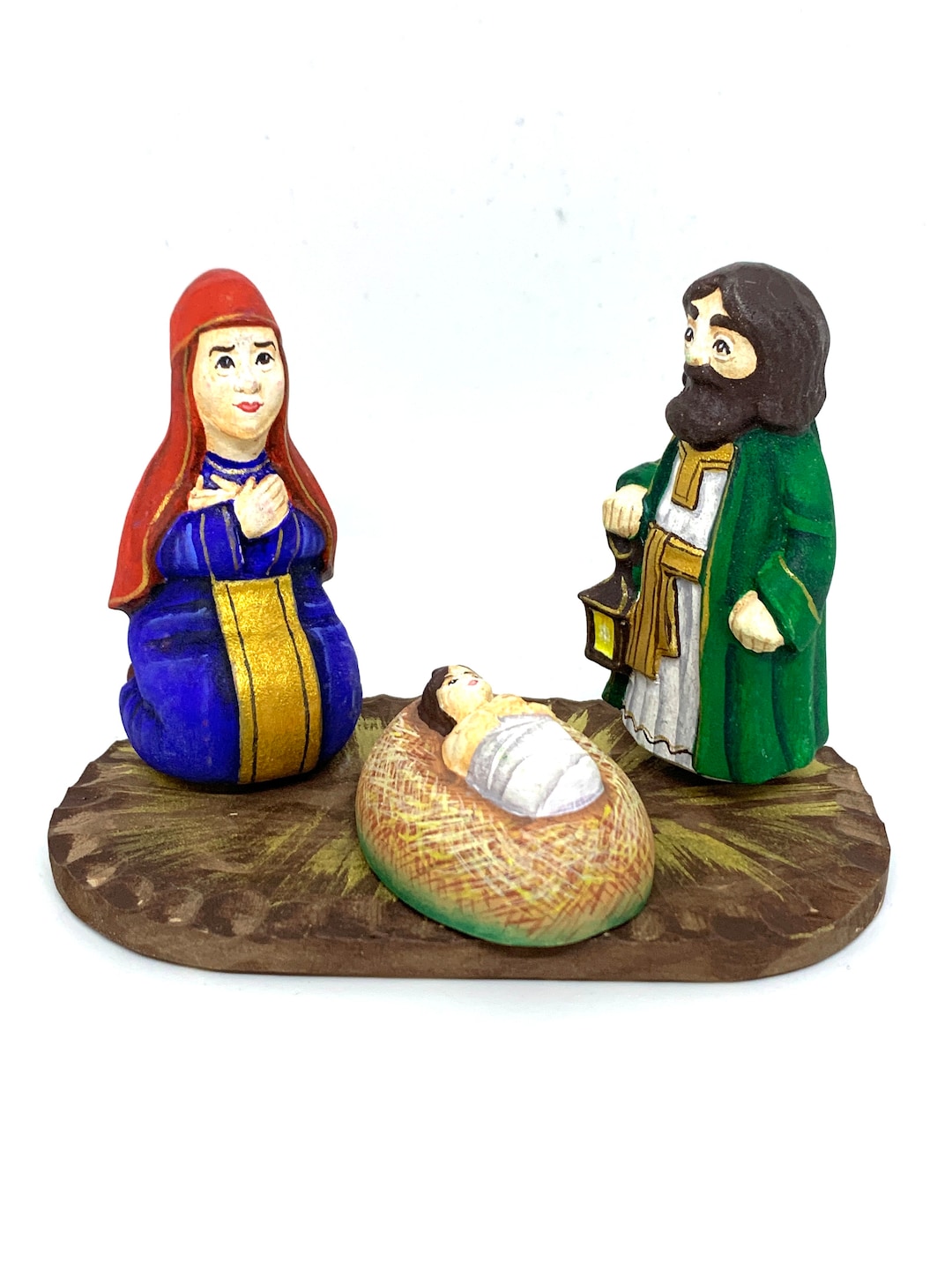 MADE IN UKRAINE ! Wooden Nativity Set Scene Holy Family 4.3” Height ...