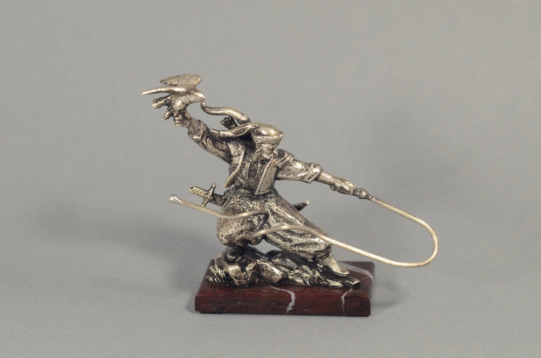 Silver Metal Sculpture (figurine) "cossack With Falcon" Handmade in ...